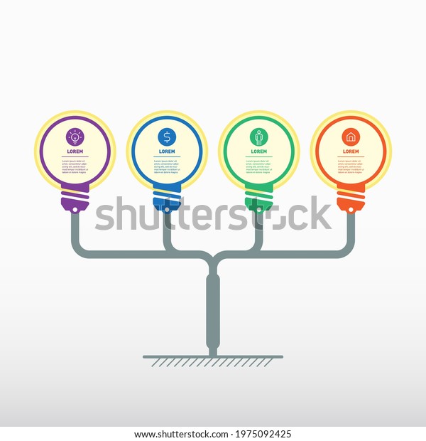 Timeline Infographics Lamps Development Growth Business Stock Vector ...