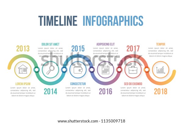 Timeline Infographics Template Soft Color Gradients Stok Vektör ...