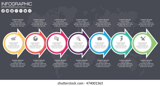 Timeline Vector Infographic World Map Background Stock Vector (Royalty ...