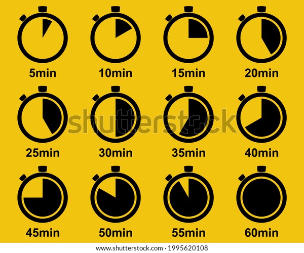 Timer Set Black Silhouette Icons Stopwatch Stock Vector (Royalty Free ...