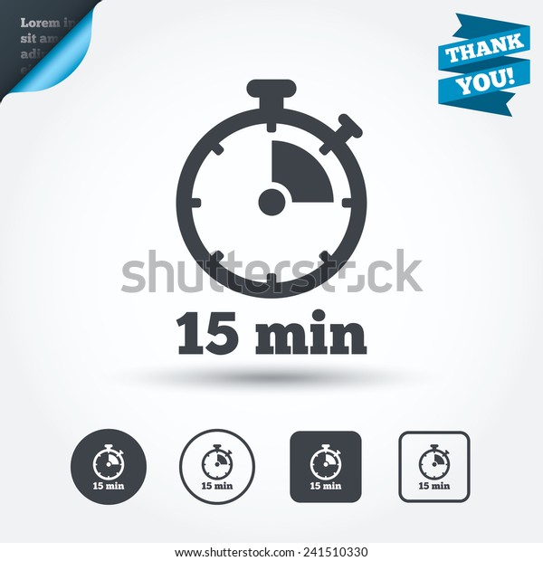 Timer Sign Icon 15 Minutes Stopwatch Stock Vector (Royalty Free) 241510330