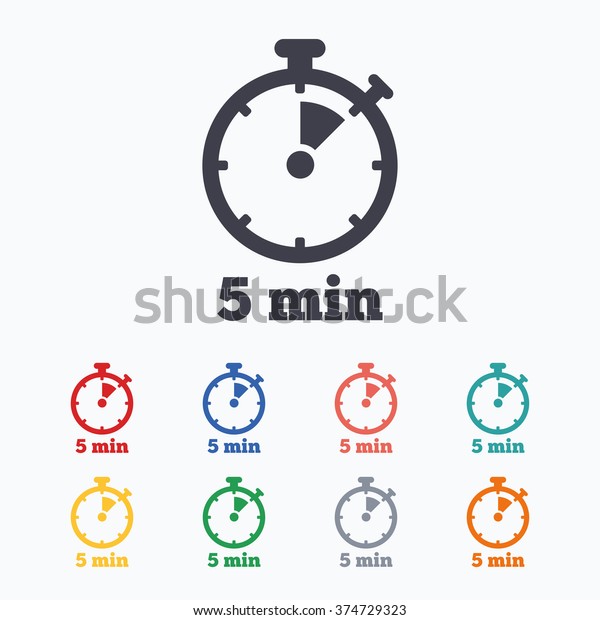 Timer Sign Icon 5 Minutes Stopwatch Stock Vector (Royalty Free) 374729323
