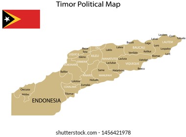 Timor Political Map Vector Illustration City: เวกเตอร์สต็อก (ปลอดค่า ...
