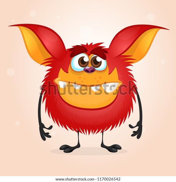 Tiny Happy Red Cartoon Monster Halloween Stock Vector (Royalty Free ...