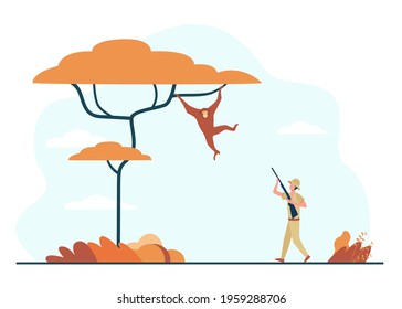 Tiny Man Aiming Monkey Gun African: เวกเตอร์สต็อก (ปลอดค่าลิขสิทธิ์ ...
