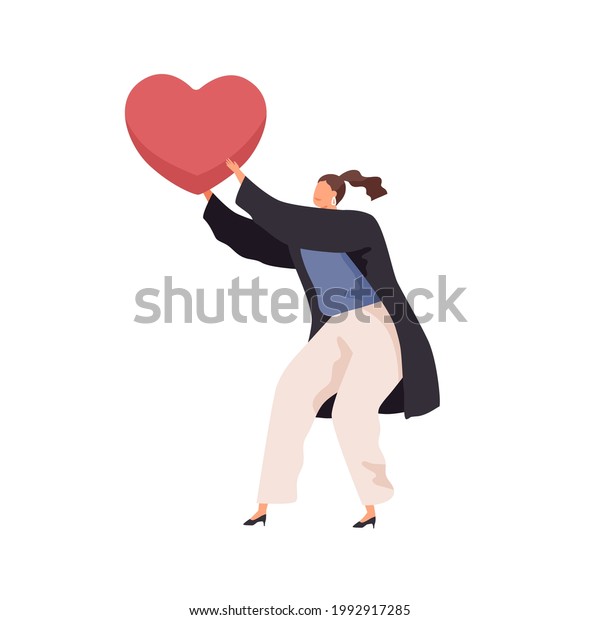 Tiny Person Holding Big Heart Hands Stock Vector (Royalty Free ...