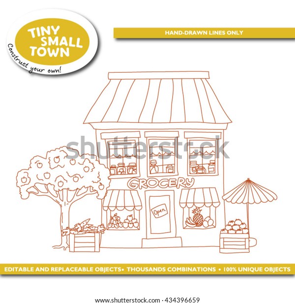 Tiny Small Town Grocery Store Cartoon Stock Vector (Royalty Free ...