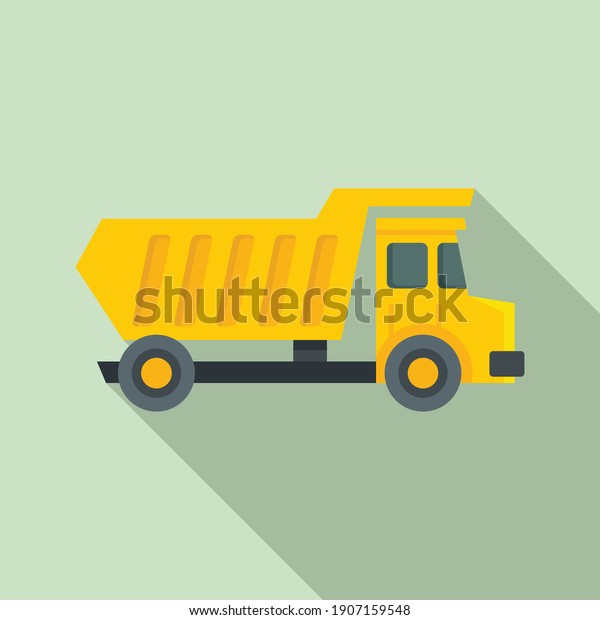 Tipper Unloading Icon Flat Illustration Tipper Stock Vector (Royalty ...