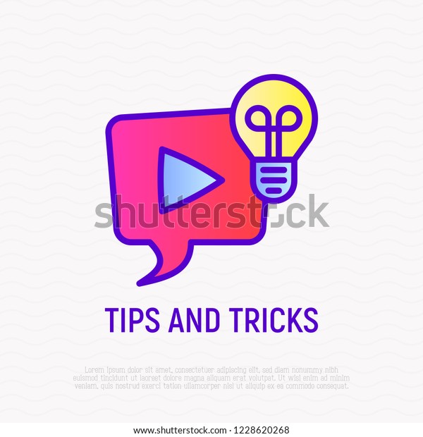 Tips Tricks Thin Line Icon Video Stock Vector (Royalty Free) 1228620268