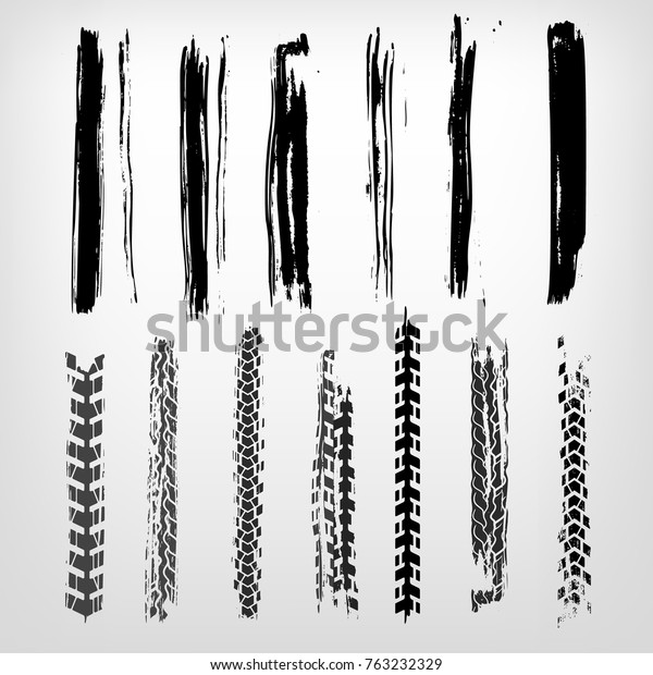 Tire Imprints Paint Ink Brush Strokes Stock Vector (Royalty Free) 763232329
