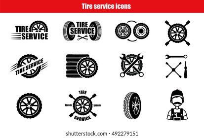 Tire Service Icons Logotypes Vector Tire Stock Vector (Royalty Free ...