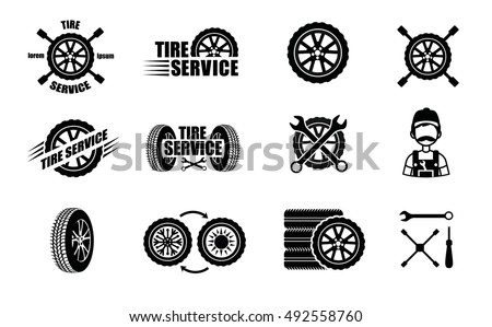 Tire Service Icons Logotypes Vector Tire Stock Vector (Royalty Free ...