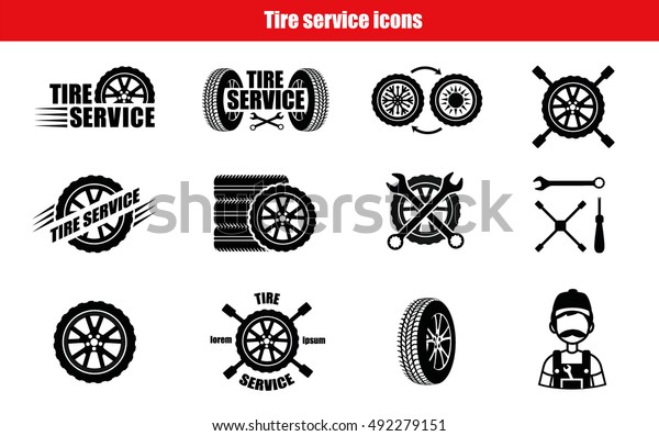 Tire Service Icons Logotypes Vector Tire Stock Vector (Royalty Free ...