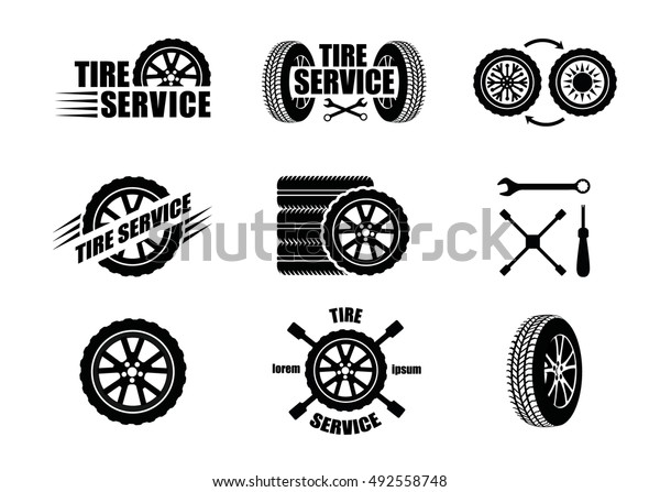 Tire Service Icons Logotypes Vector Tire Stock Vector (Royalty Free ...
