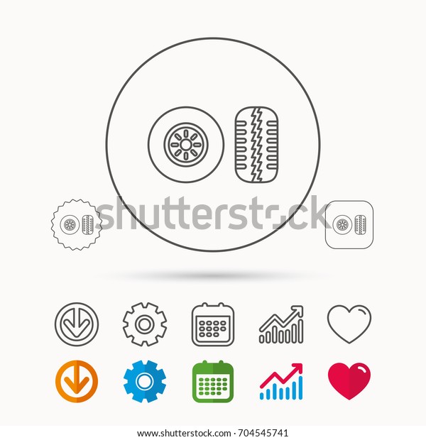 Tire Tread Icon Car Wheel Sign Stock Vector (Royalty Free) 704545741 ...
