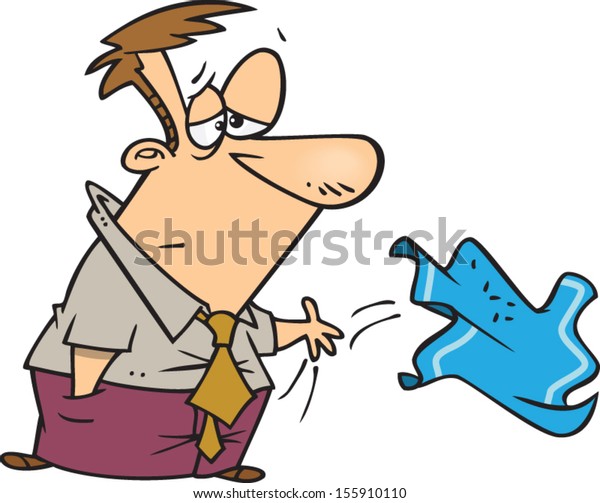 Tired Cartoon Man Throwing Towel: vector de stock (libre de regalías ...