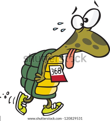 Tired Cartoon Turtle Running Race Stock Vector (Royalty Free) 120829531 ...