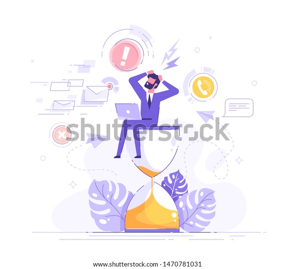 Tired Exasperated Office Worker Sitting On Stock Vector (Royalty Free ...