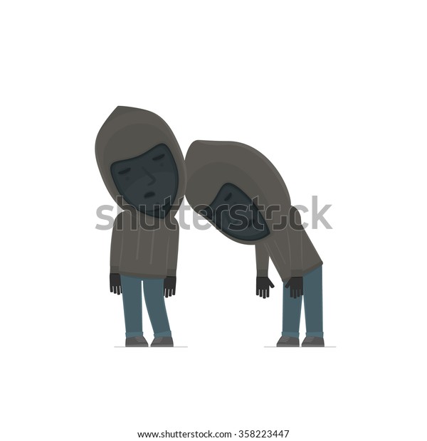 Tired Exhausted Character Anonymous Hackers Sleeping Stock Vector ...
