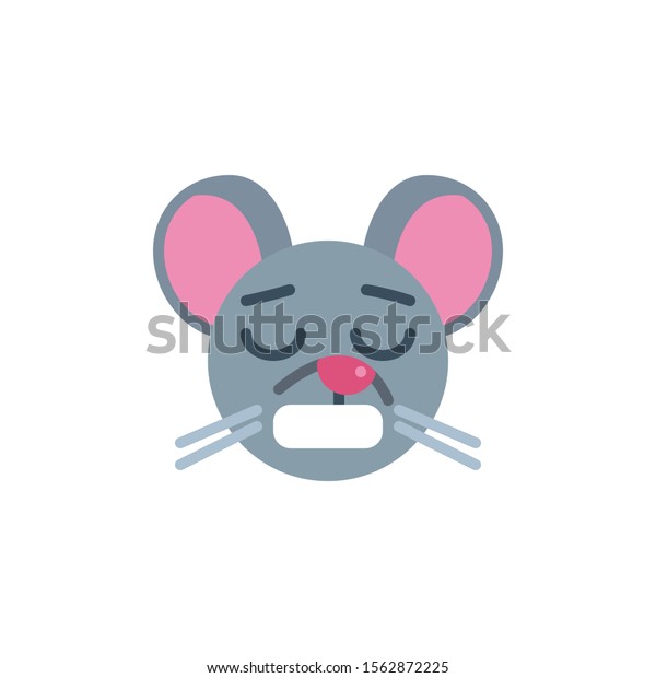 Tired Mouse Face Emoji Flat Icon Stock Vector (Royalty Free) 1562872225 ...