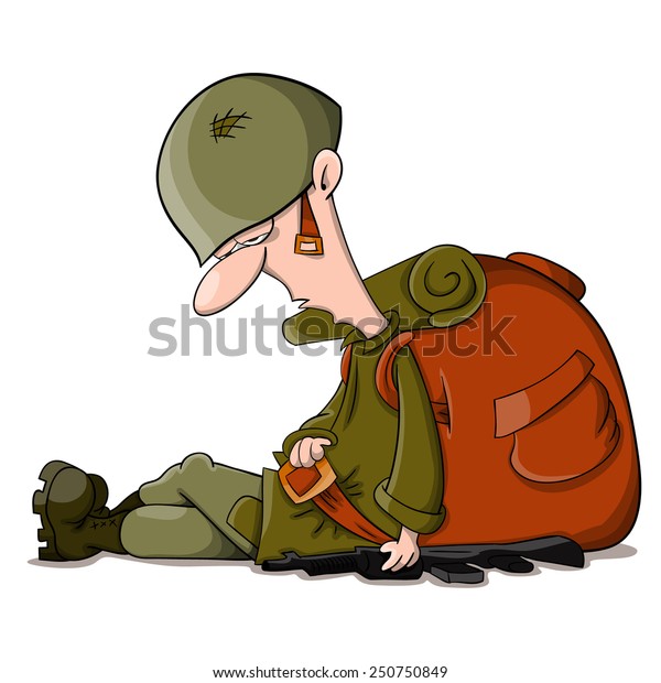 Tired Vector Cartoon Sleeping Soldier Stock Vector (Royalty Free) 250750849