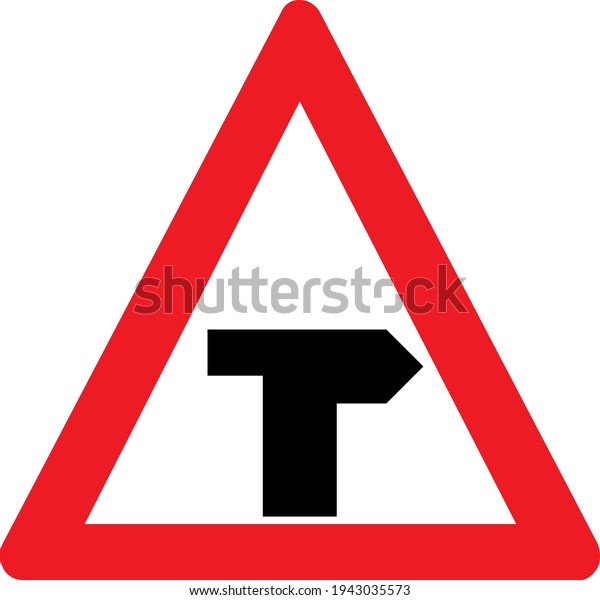 Tjunction Black Red Triangle Sign Board Stock Vector (Royalty Free ...