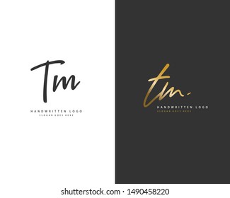 Tm Initial Handwriting Handwritten Logo Identity Stock Vector (Royalty ...