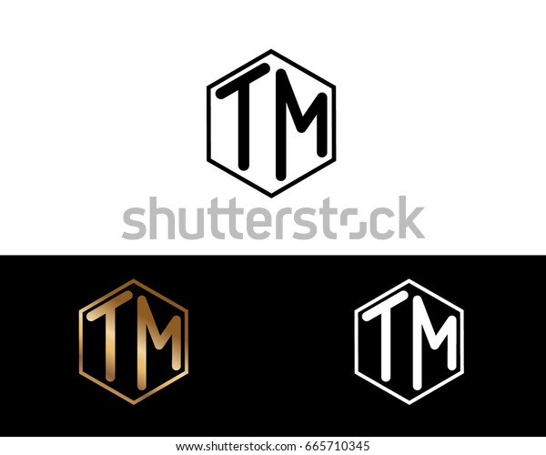 Tm Letters Linked Hexagon Shape Logo: vector de stock (libre de ...