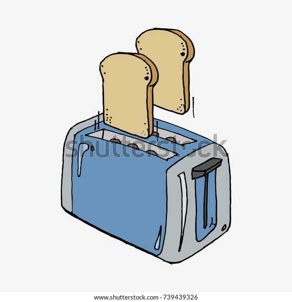 Toaster Bread Slices Cartoon Hand Drawn Stock Vector (Royalty Free ...