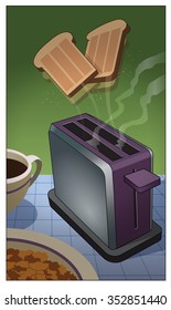 Toaster Toaster Sends Toast Flying Through Stock Vector (Royalty Free ...