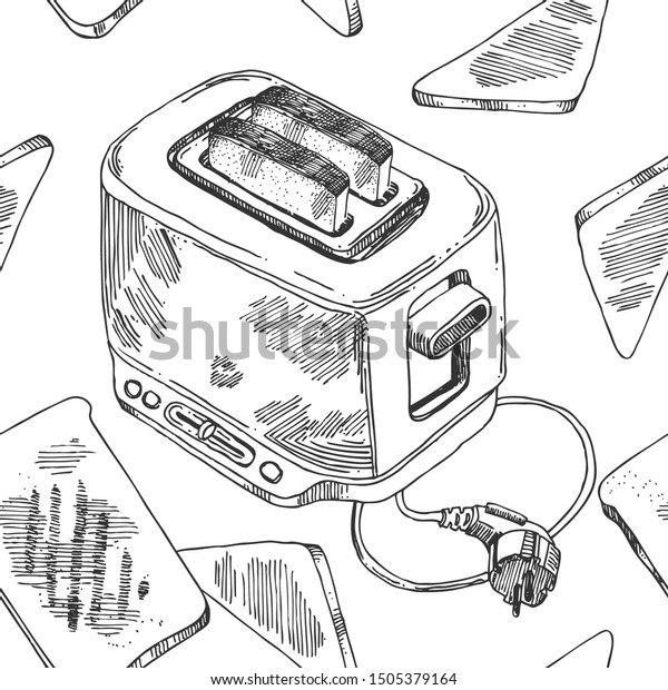 Toaster Sketch Vector Illustration Hand Drawn Stock Vector (Royalty ...