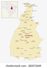 Tocantins Map Stock Vector (Royalty Free) 283572449 | Shutterstock