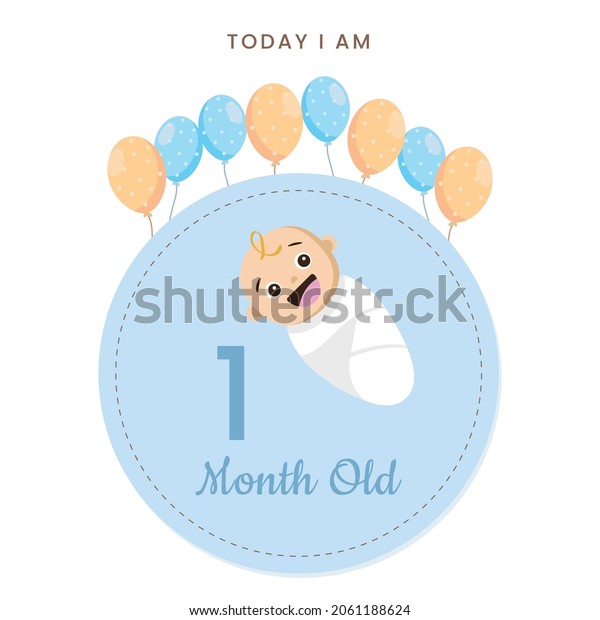 Today One Month Old Greeting Card Stock Vector (Royalty Free ...