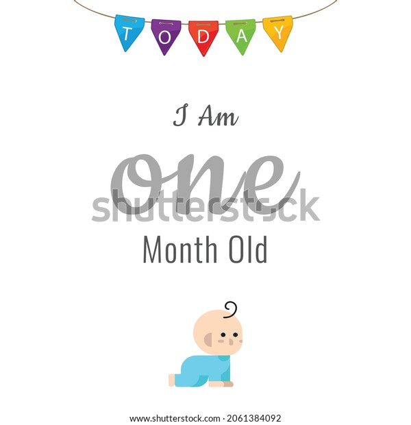 Today One Month Old Greeting Card Stock Vector (Royalty Free ...