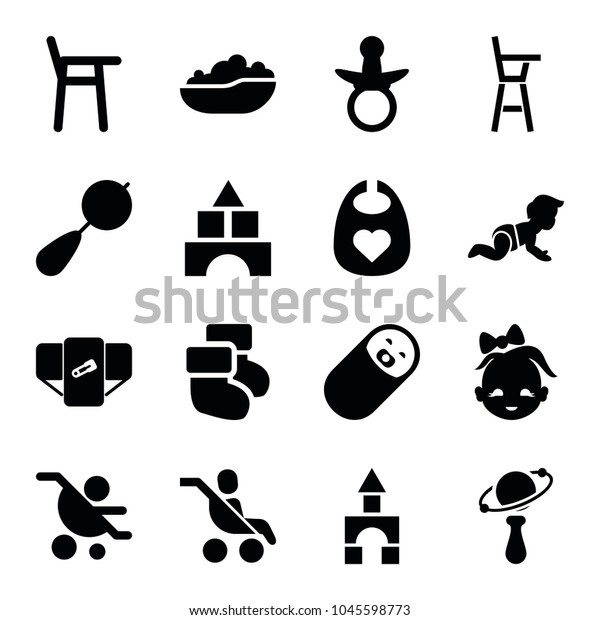 Toddler Icons Set 16 Editable Filled Stock Vector (Royalty Free ...