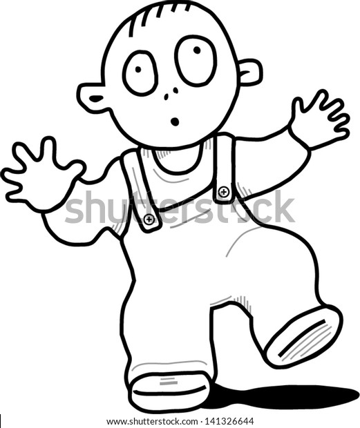 Toddler Taking Wobbly First Steps Black Stock Vector (Royalty Free ...