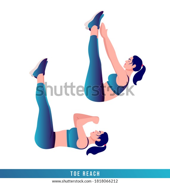 Toe Reach Exercise Women Workout Fitness Stock Vector (Royalty Free ...
