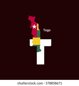 Togo Initial Letter Country Map Flag Stock Vector (Royalty Free ...