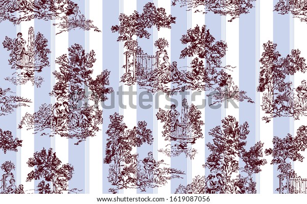 Toile De Jouy Vector Seamless Pattern Stock Vector (Royalty Free ...
