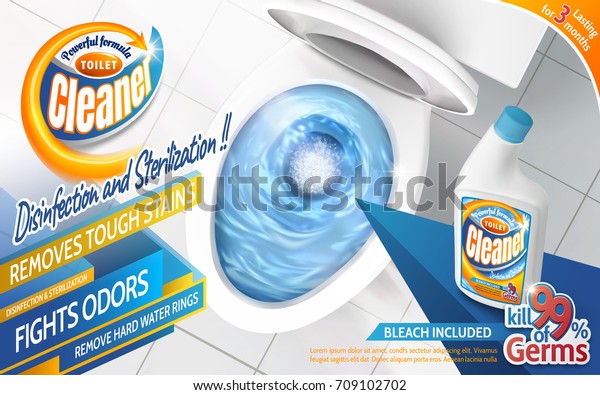 Toilet Cleaner Ads Powerful Detergent Product Stock Vector (Royalty ...