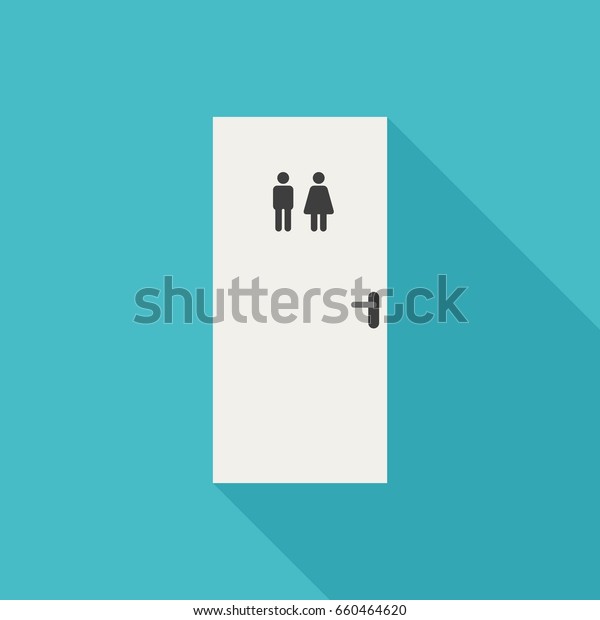 Toilet Door Vector Icon Long Shadow Stock Vector (Royalty Free) 660464620