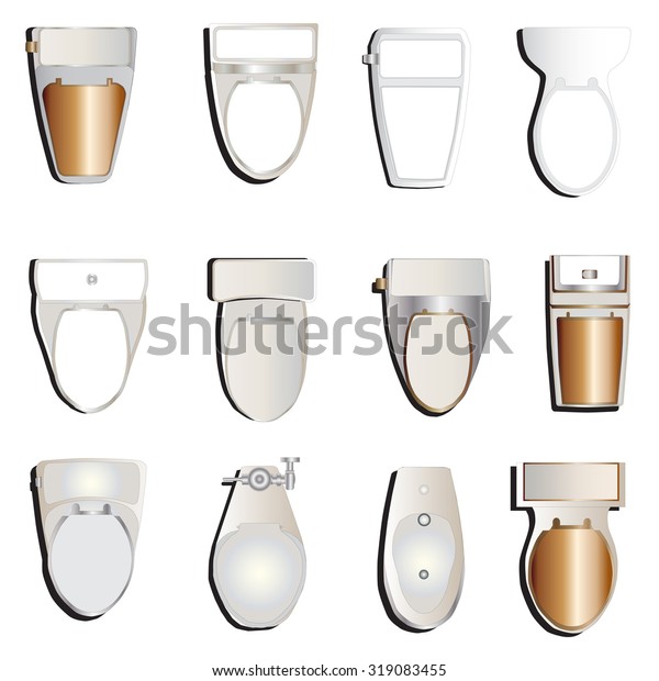Toilet Top View Set 1 Interior: เวกเตอร์สต็อก (ปลอดค่าลิขสิทธิ์ ...