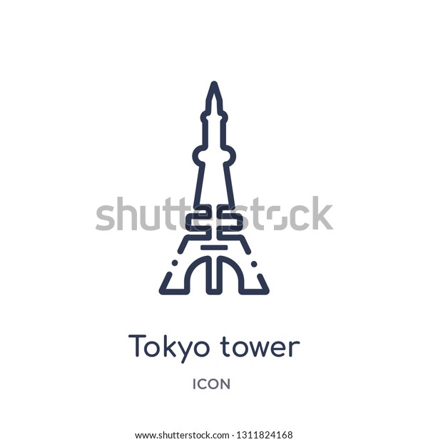 Tokyo Tower Icon Monuments Outline Collection: vector de stock (libre ...