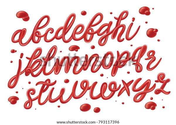 Tomato Ketchup Font Set Drops Isolated Stock Vector (Royalty Free ...