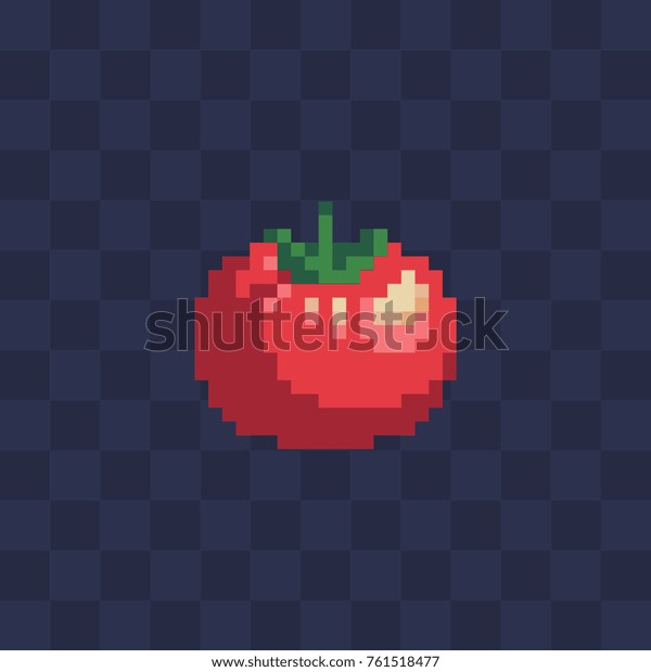 Tomato pixel art icon. Pixel art. 8-bit style. Isolated vector ...