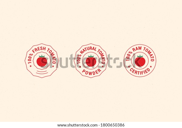 Tomato Stamp Design Set Circle Form Stock Vector (Royalty Free ...