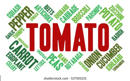 Tomato Word Cloud Green Font White Stock Vector (Royalty Free ...