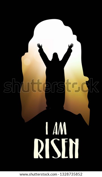 Tomb Silhouette Jesus Christ Risen Easter Stock Vector (Royalty Free ...