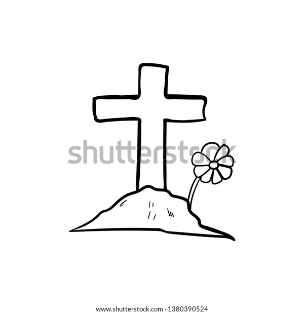 Tomb Stone Cross Icon Doodle Vector Stock Vector (Royalty Free ...