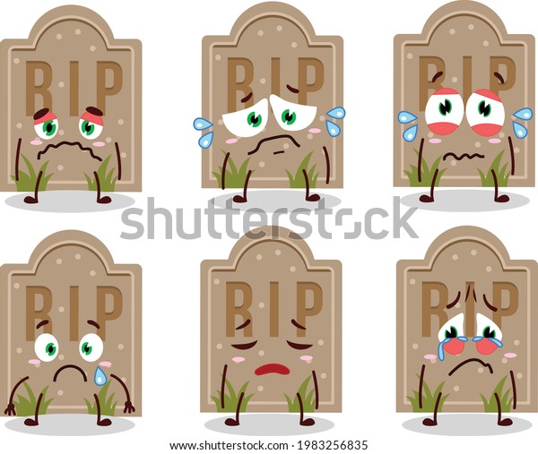 Tombstone Cartoon Character Sad Expression Stock Vector (Royalty Free ...